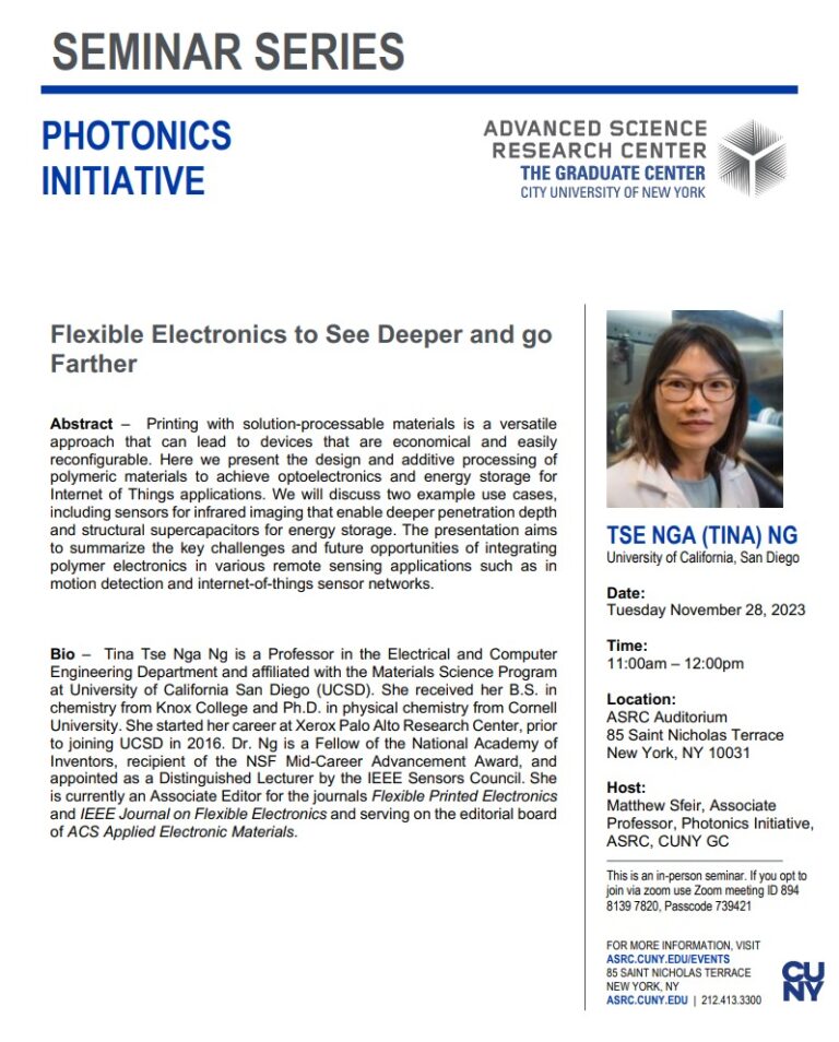 Fall 2023 Photonics Seminar Series: Tse Nga (Tina) Ng, University of California, San Diego – The ...