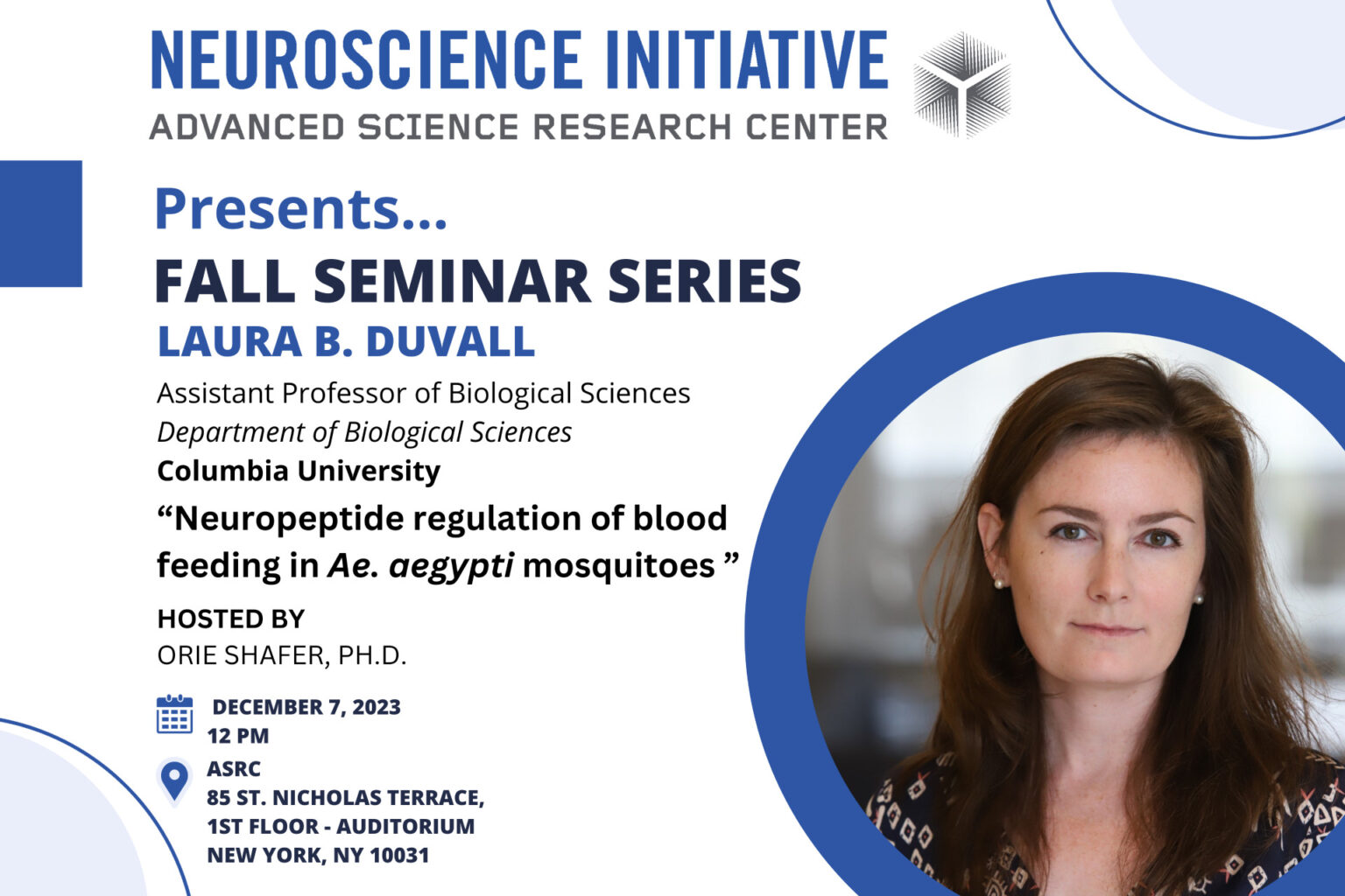 Neuroscience Fall 2023 Seminar Series: Laura B. Duvall, Columbia ...